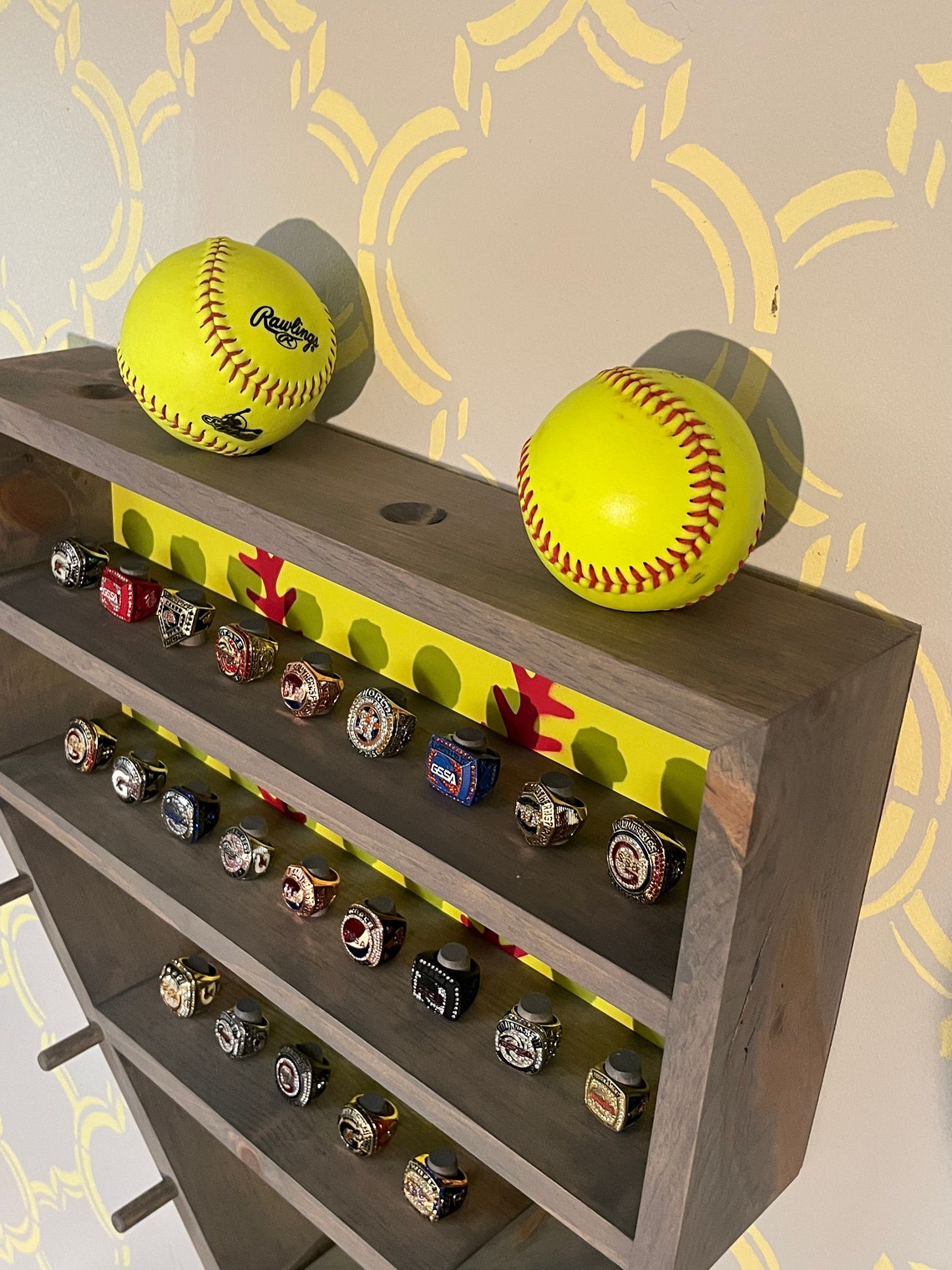Homeplate Softball Ring Ball and Ribbon Display SB3 - Etsy