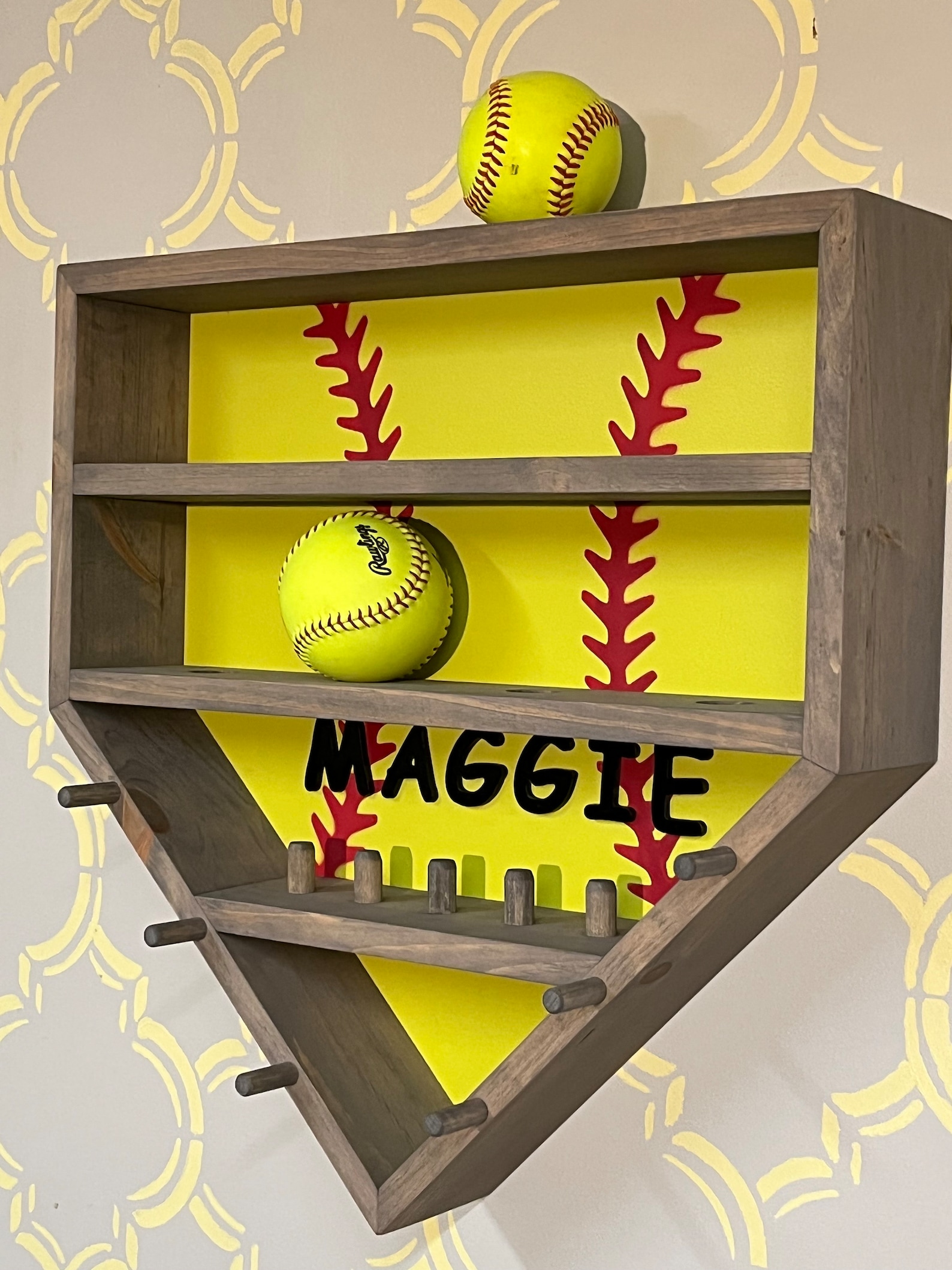 Softball Ring and Ribbon/medal Display SB2 - Etsy