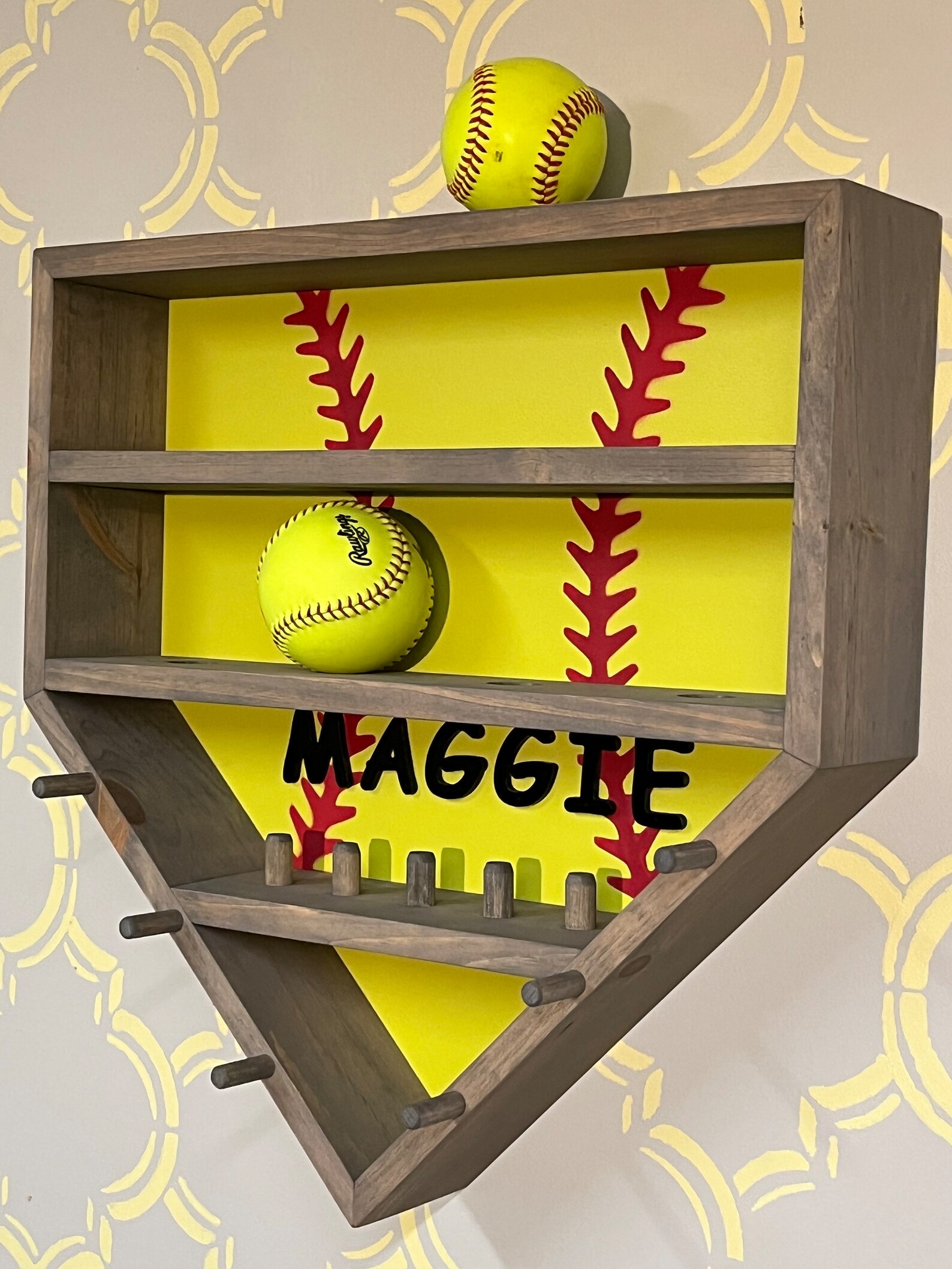 Softball Ring and Ribbon/medal Display SB2 - Etsy