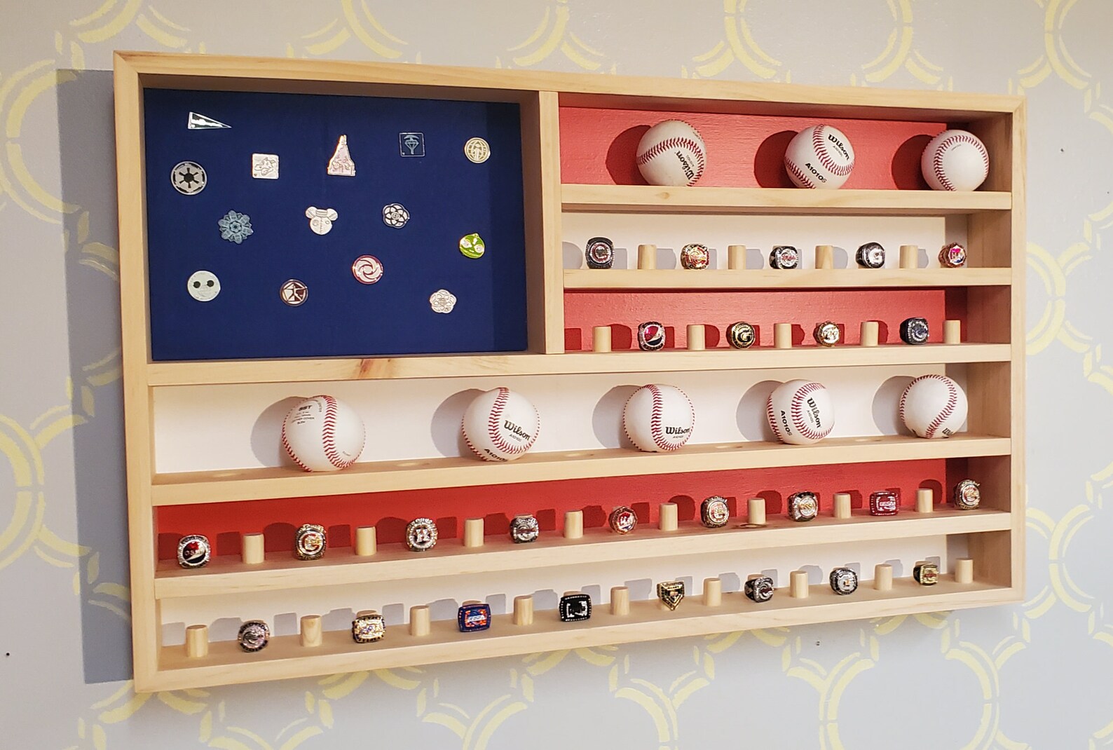 American Flag Baseball Ring Display - Etsy