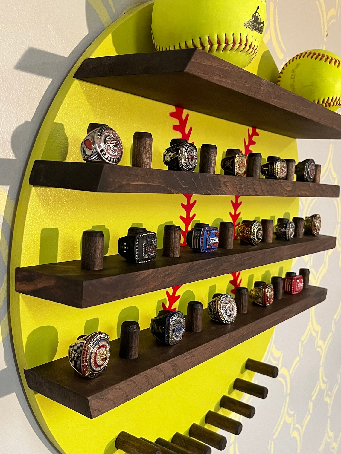 Softball Ring Ribbon and Ball Display SBR2 - Etsy