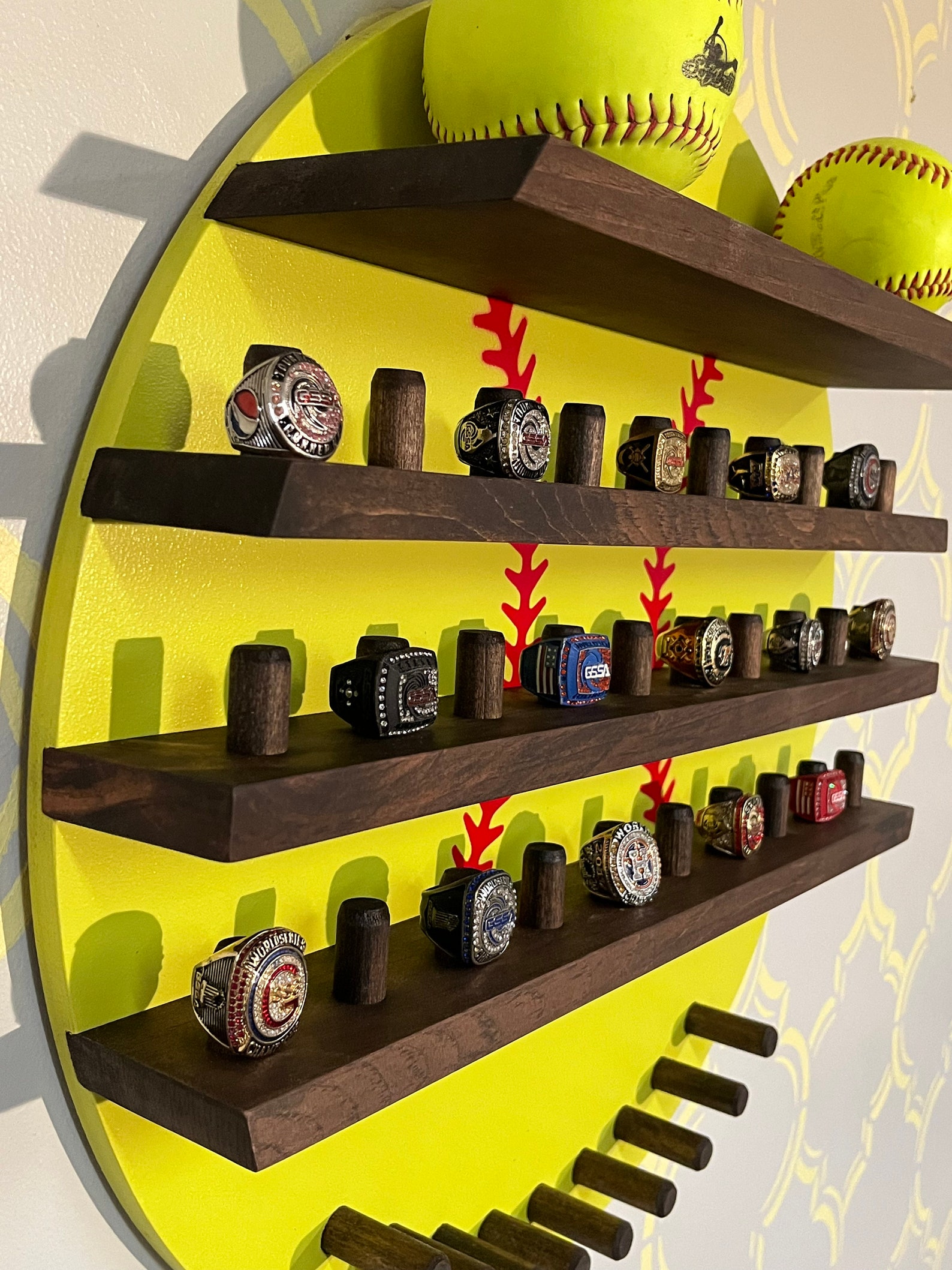 Softball Ring Ribbon and Ball Display (SBR2) - Etsy
