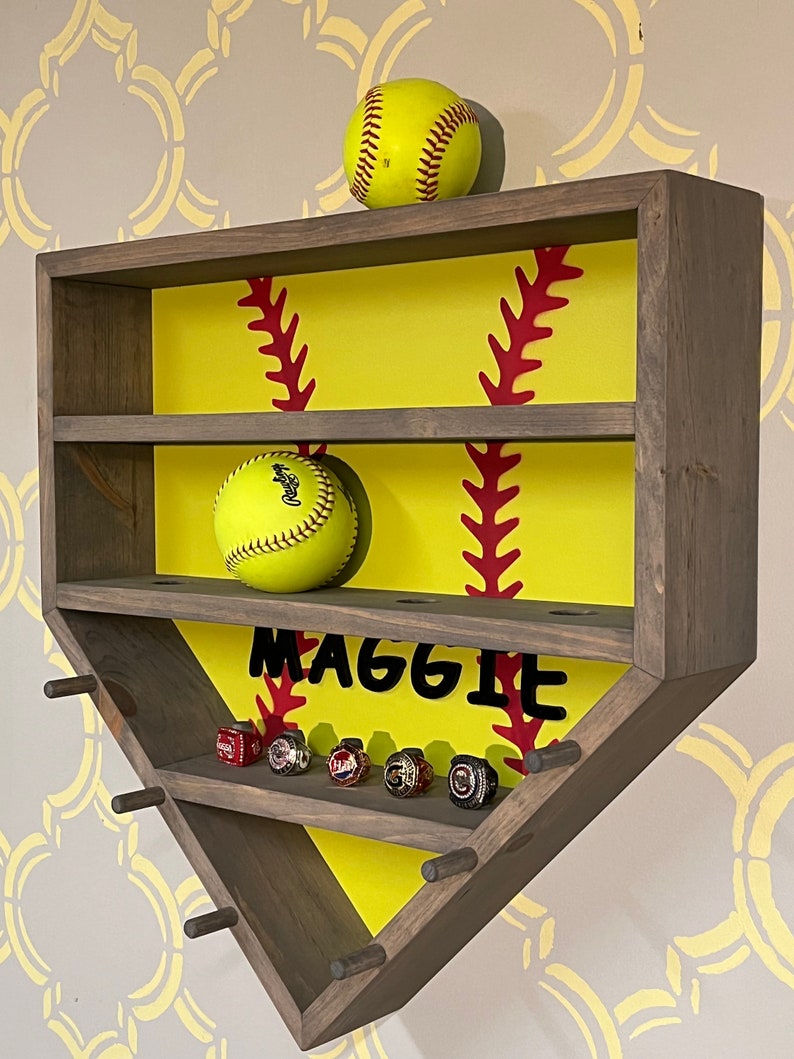 Softball Ring and Ribbon/medal Display SB2 - Etsy