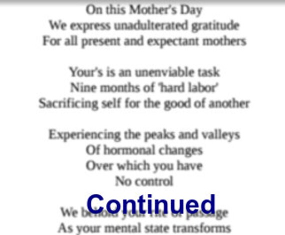 Mothers Day Tribute Poem - Etsy