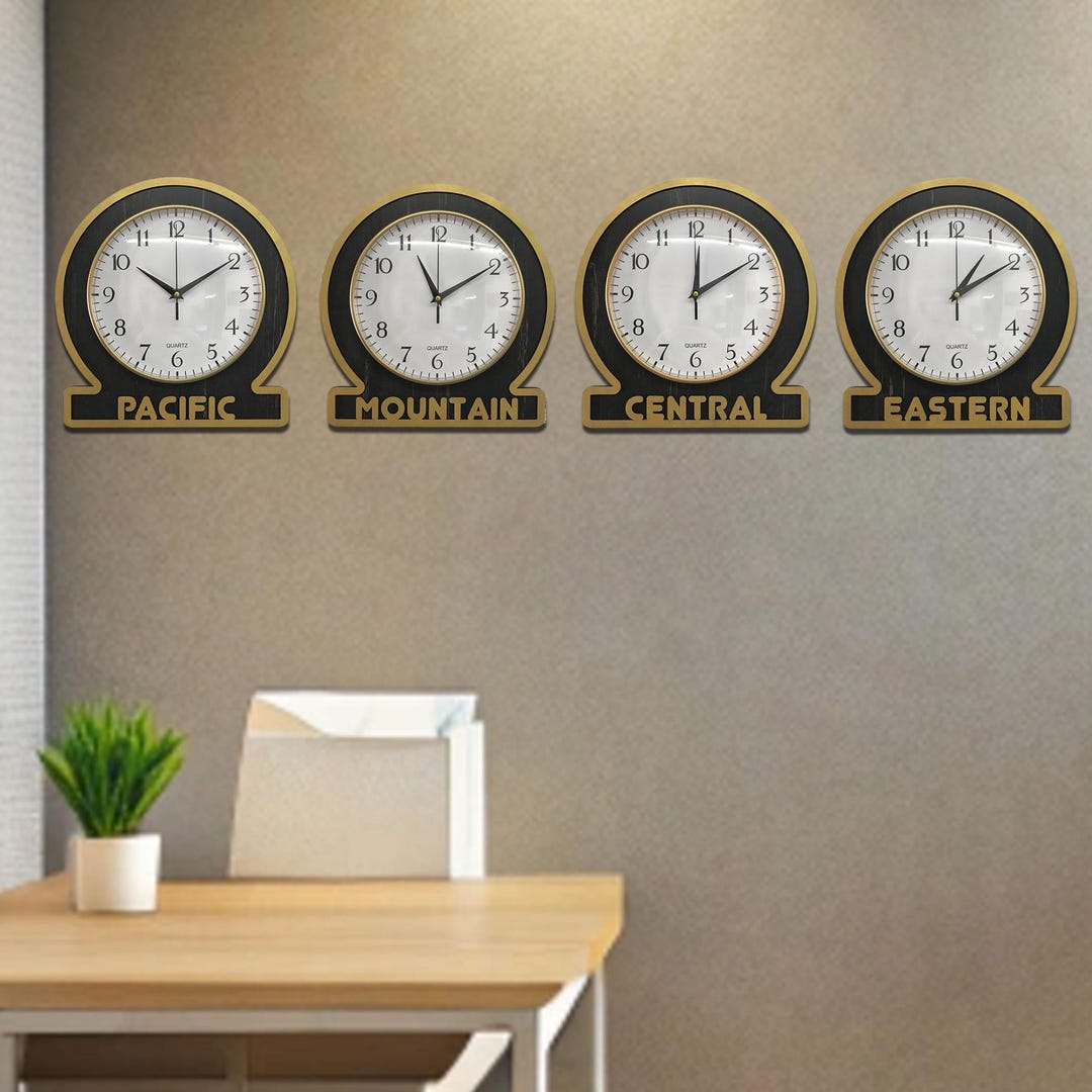 Customizable Multi Zone Wall Clock: Gear Theme, City Name - Etsy