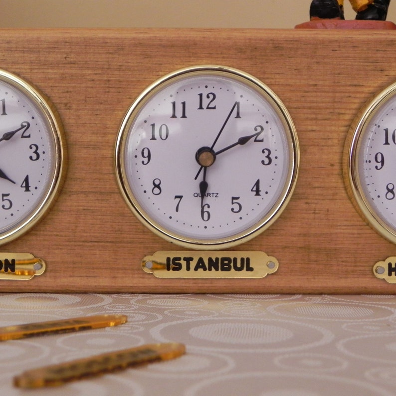 Time zone clock. 4 customizable zones. optional zone labels. | Etsy