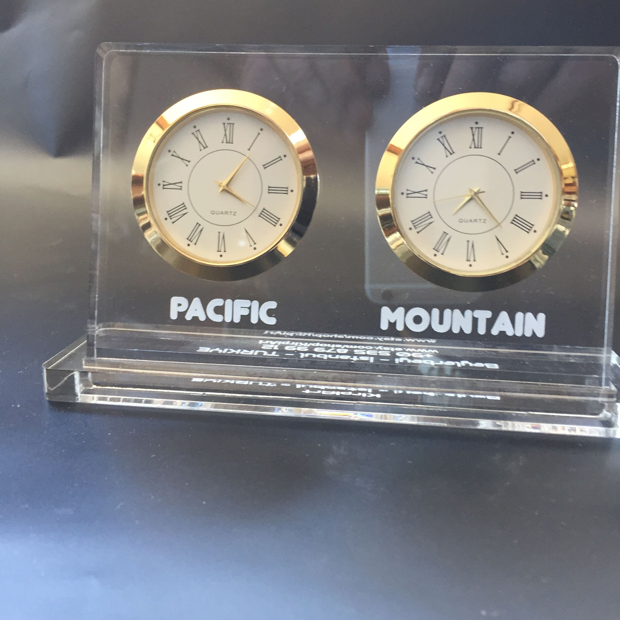 Table Top 2 Clock. Customizable Labels. Time Zone Clock. Clear Acrylic ...