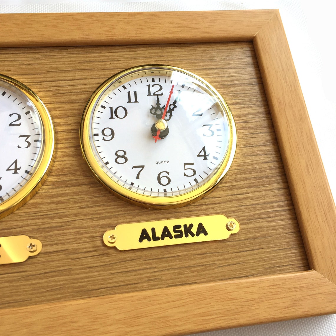 Wooden Look Personalized Clock With 3 Labels. Custom Time - Etsy