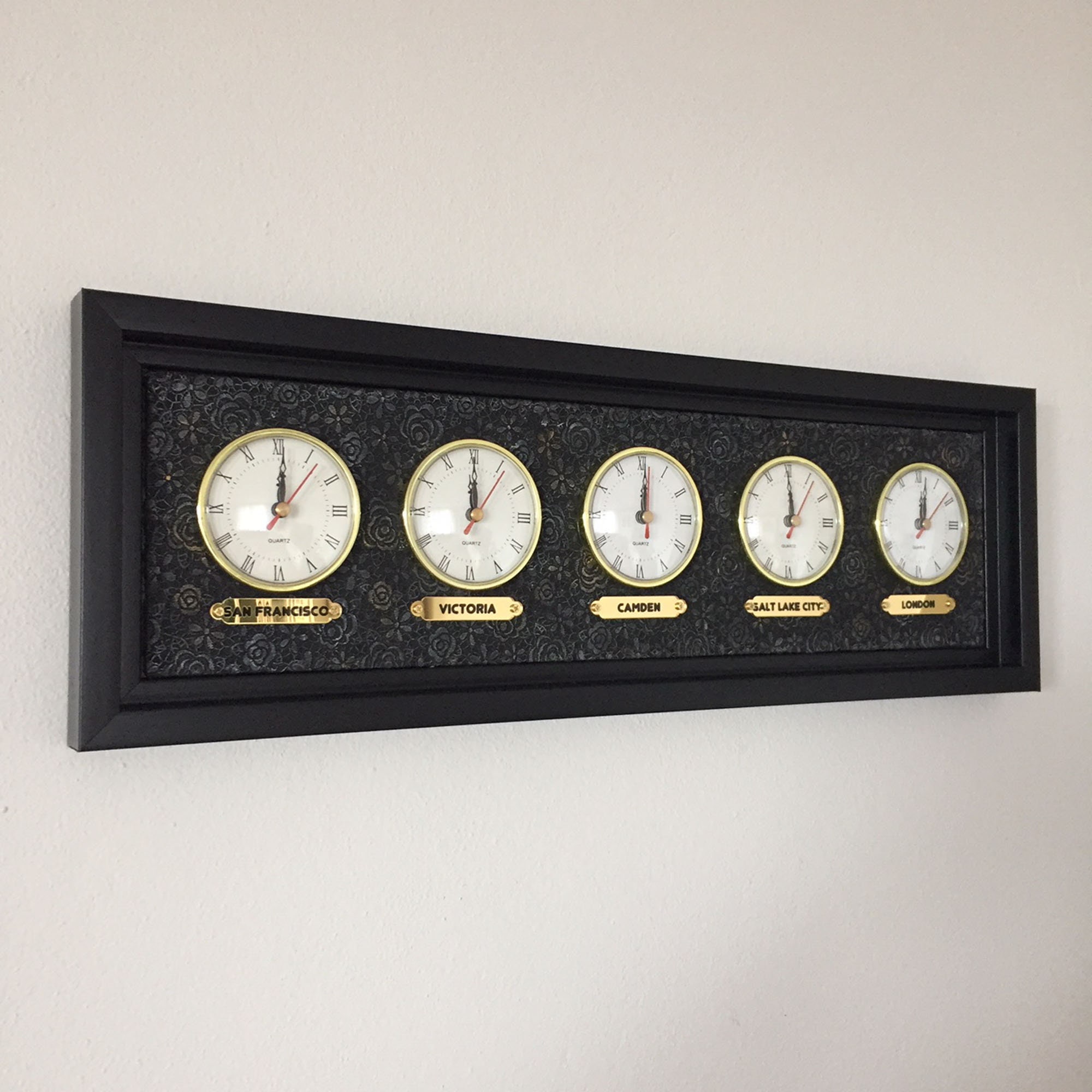 Customizable Wall Clock With Black Thick Bezel, Metallic Look Base and ...