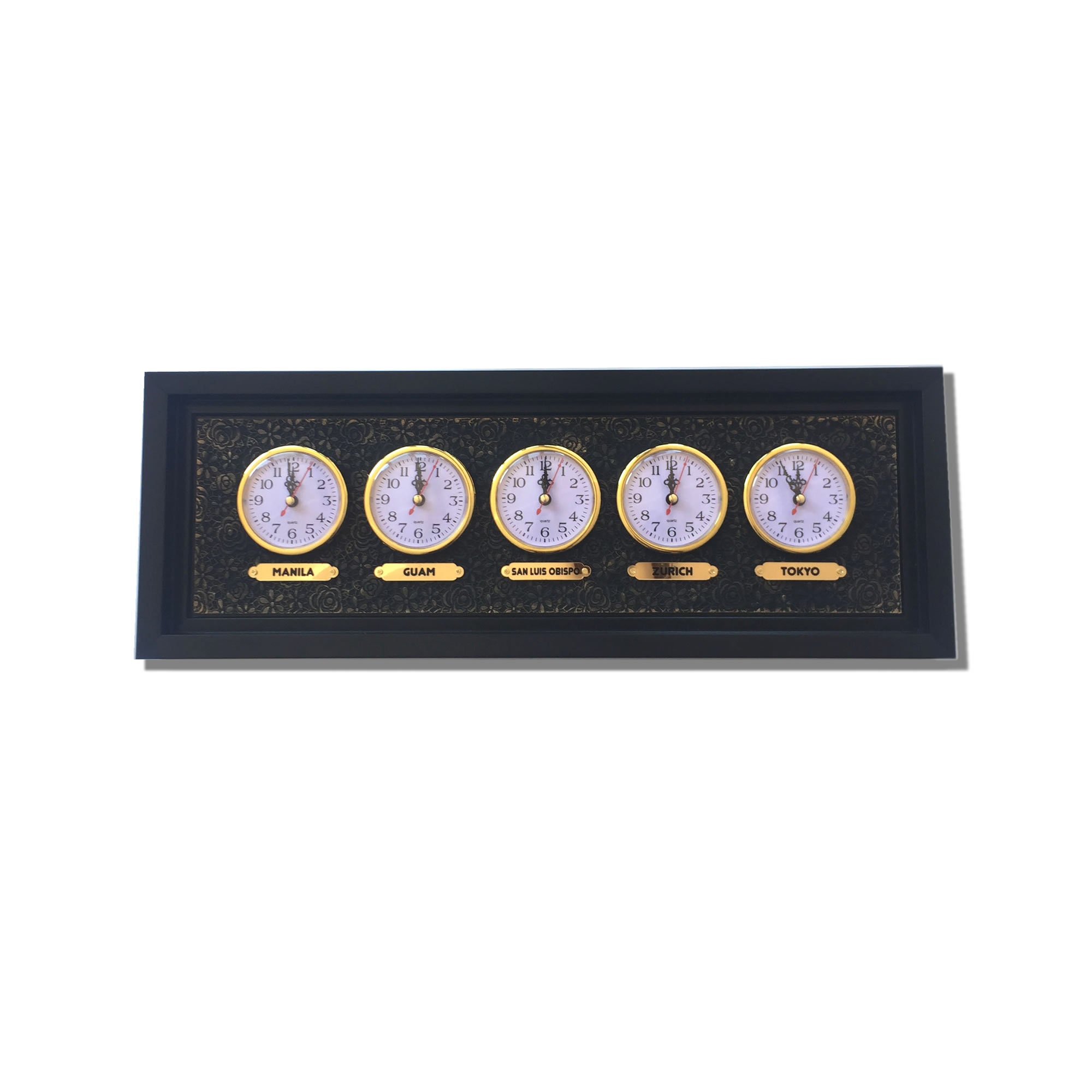 Customizable World Time Zone Clock: Metallic Look, Black Bezel - Etsy