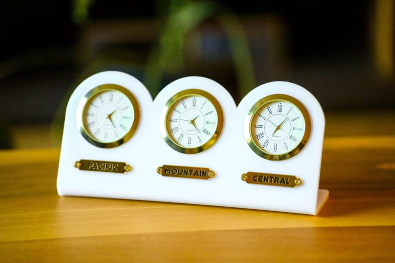 Customizable 3-city Acrylic Desk Clock: Multiple Time Zone Display - Etsy