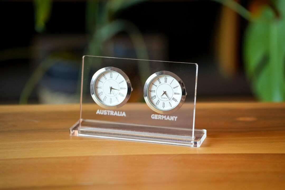Customizable Acrylic Dual Time Zone Desk Clock - Etsy
