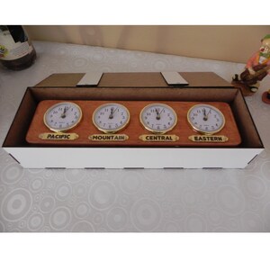 Time zone clock. 4 customizable zones. optional zone labels. | Etsy