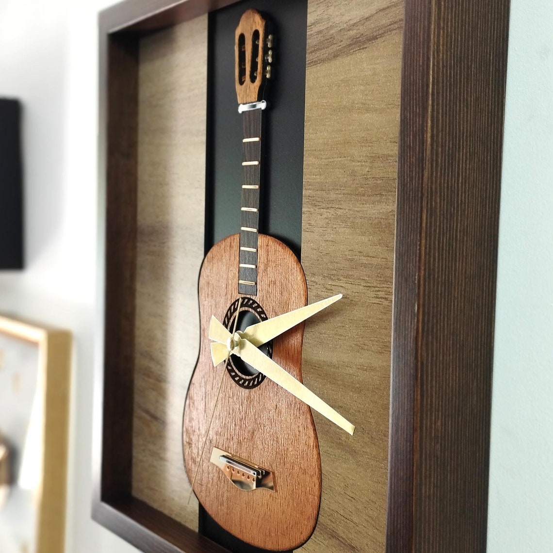 Wooden Guitar Wall Clock: Music Room Decor - Etsy