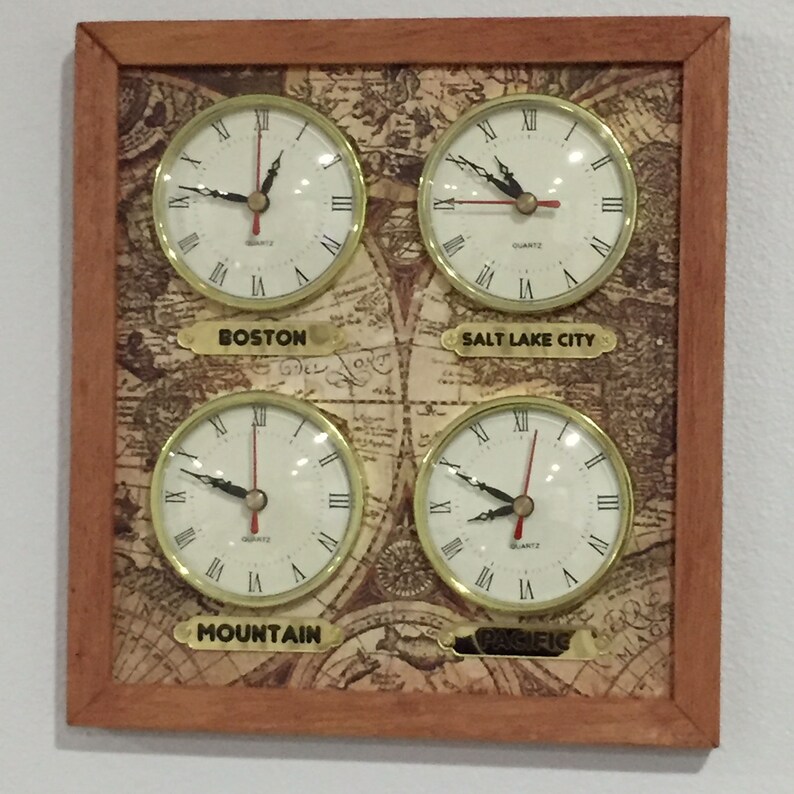 4 Zone Clock With Old Map. You Can Print the Name, Region or City You ...