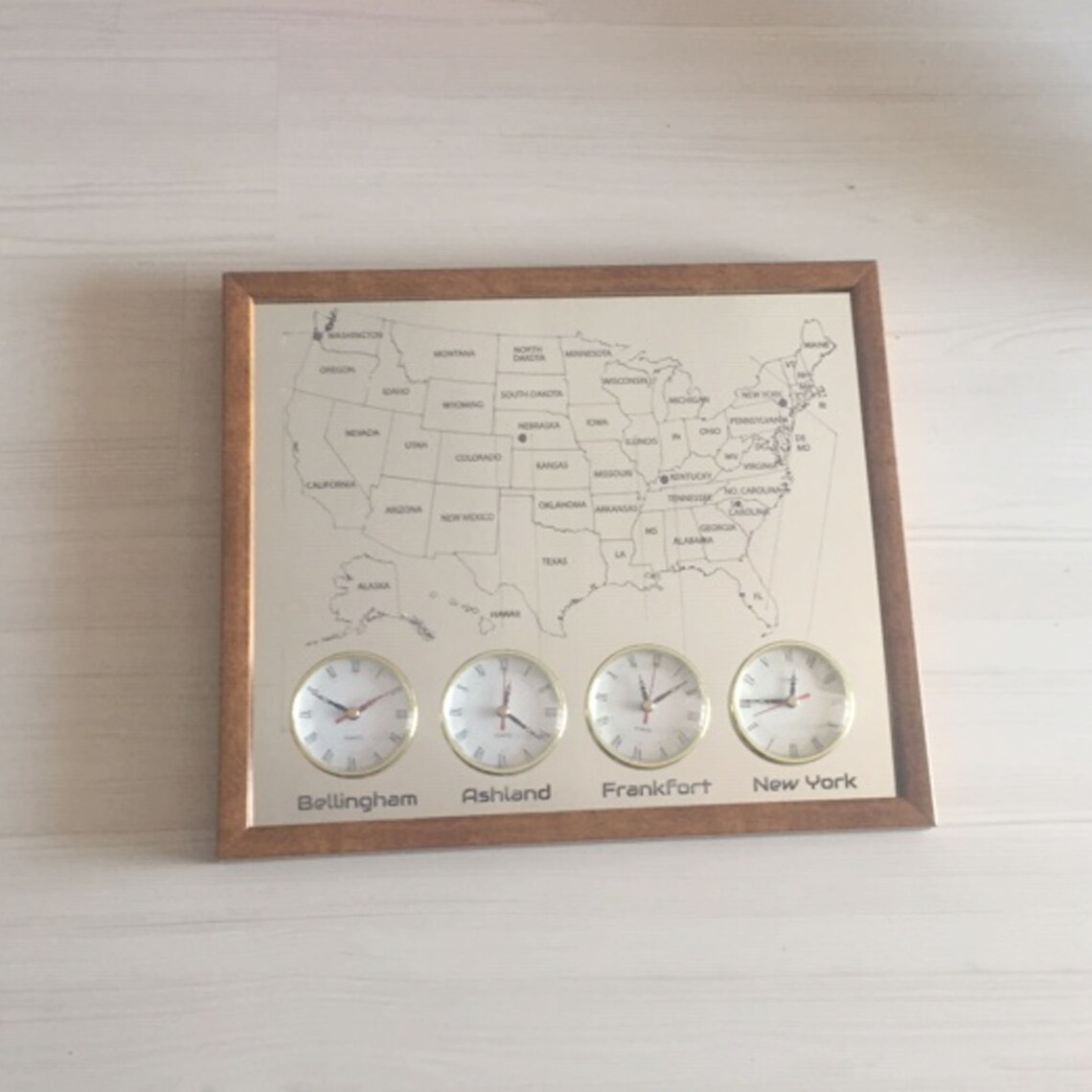 4 Zone Wall Clock With America Multi Zone Map. Maps and City - Etsy