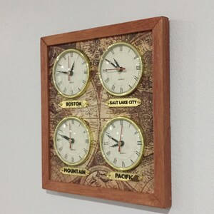 4 Zone Clock With Old Map. You Can Print the Name, Region or City You ...