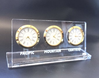 3 Time Zone Clock - Etsy