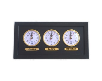 3 Time Zone Clock - Etsy