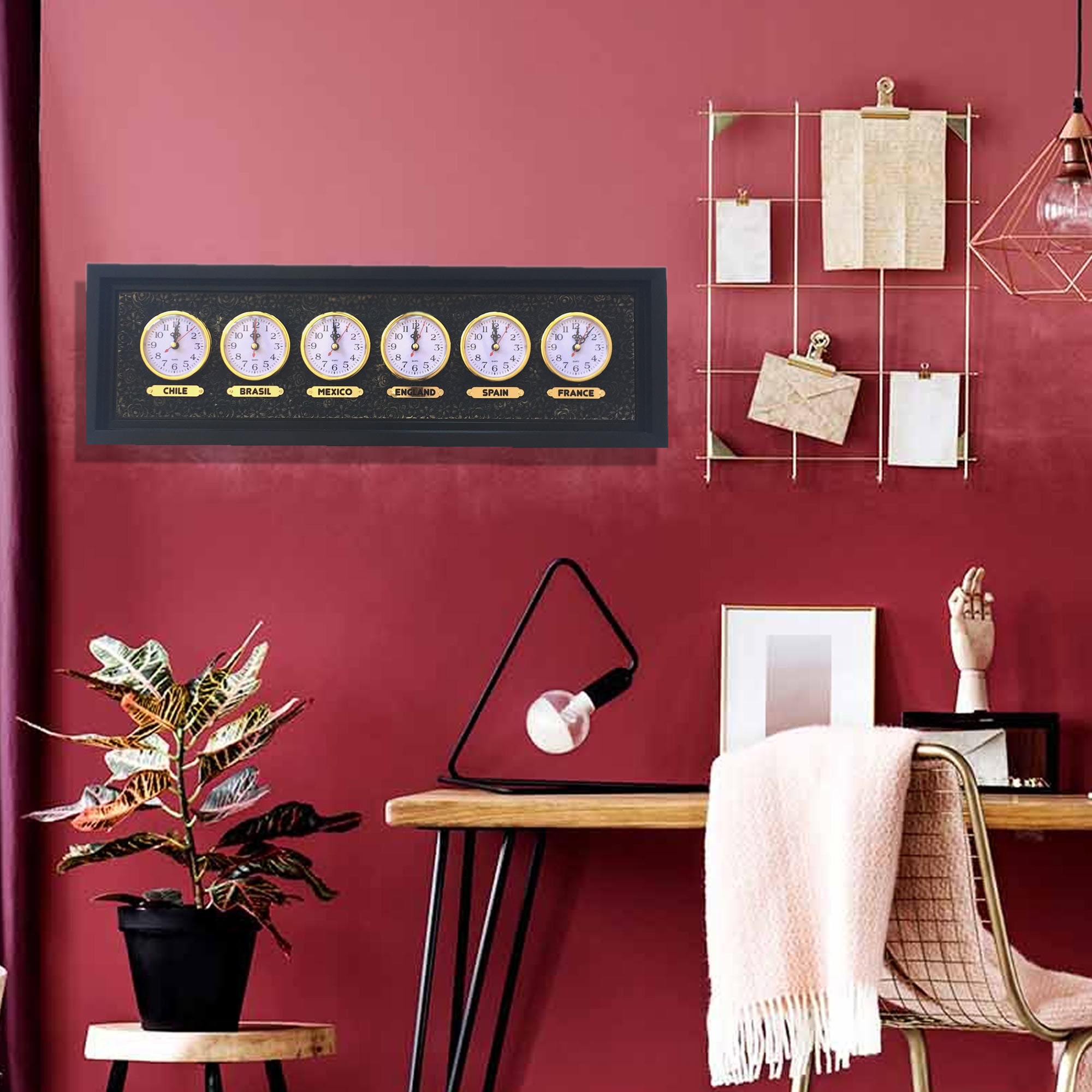 Customizable Wall Clock With Black Thick Bezel, Metallic Look Base and ...