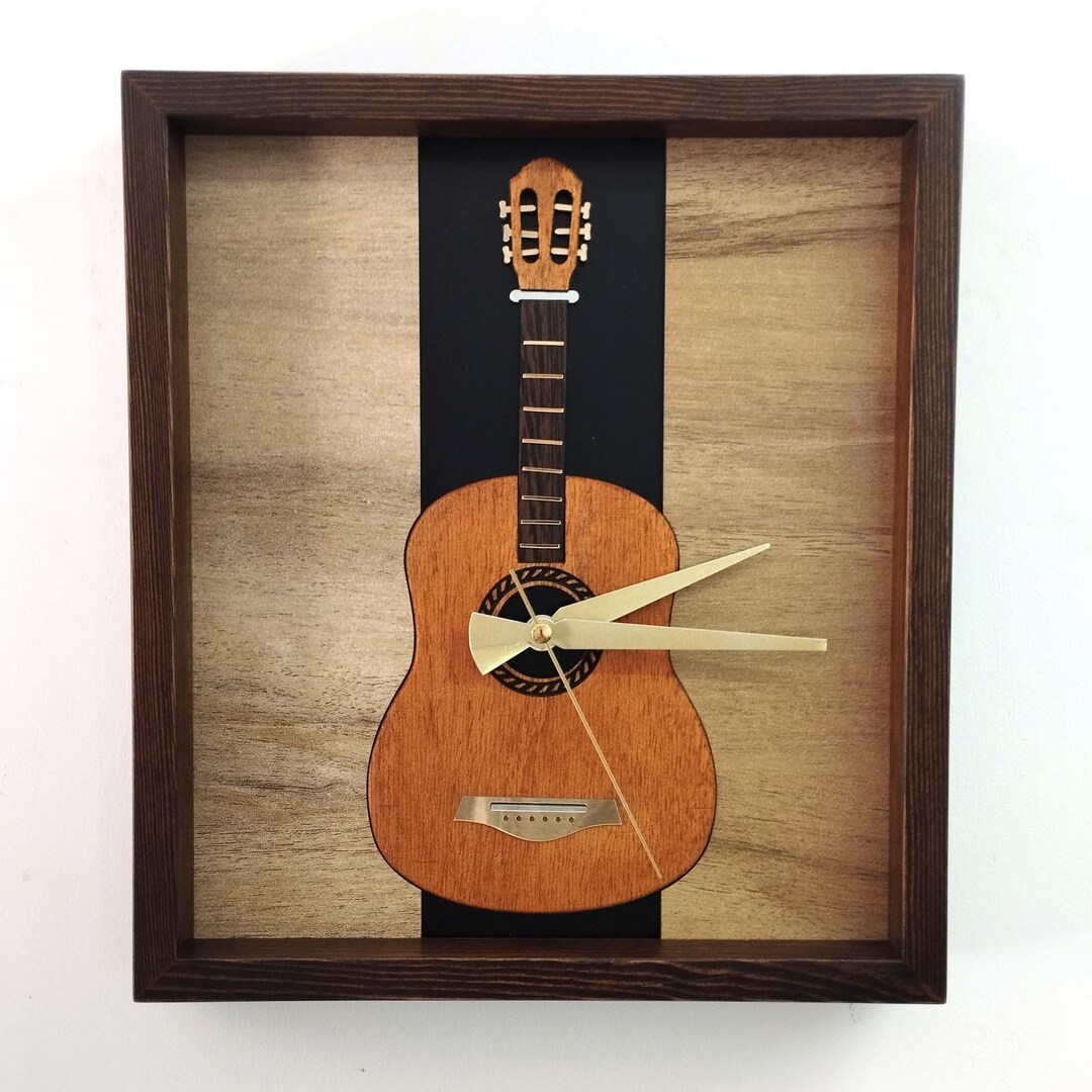 Wooden Guitar Wall Clock: Music Room Decor - Etsy