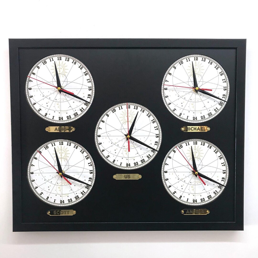 5 Zone Wall Clock, 24 Hour Wall Clock, Customizable Wall Clock, City ...