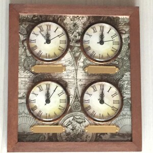 4 Zone Clock With Old Map. You Can Print the Name, Region or City You ...