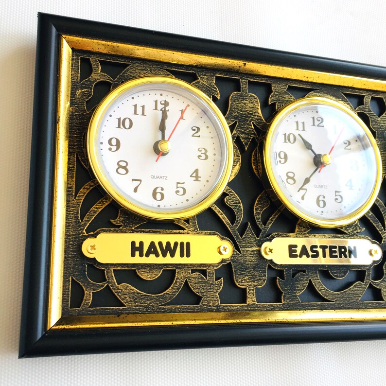 4-zone Wall Clock With Wrought Iron Look. It is Not Metal, Wood is Hand ...