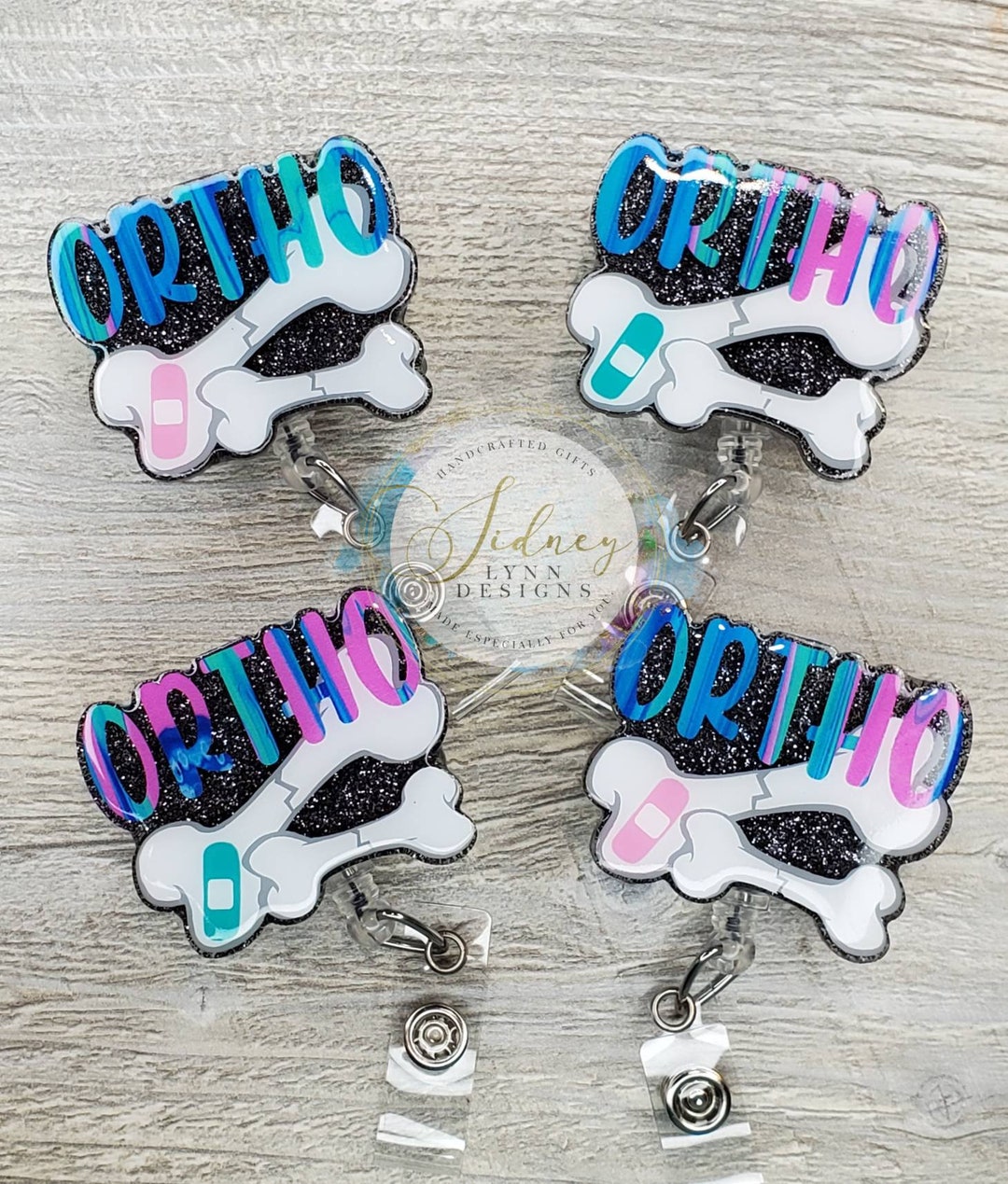 Ortho Badge Reel - Teal and Pink - Etsy