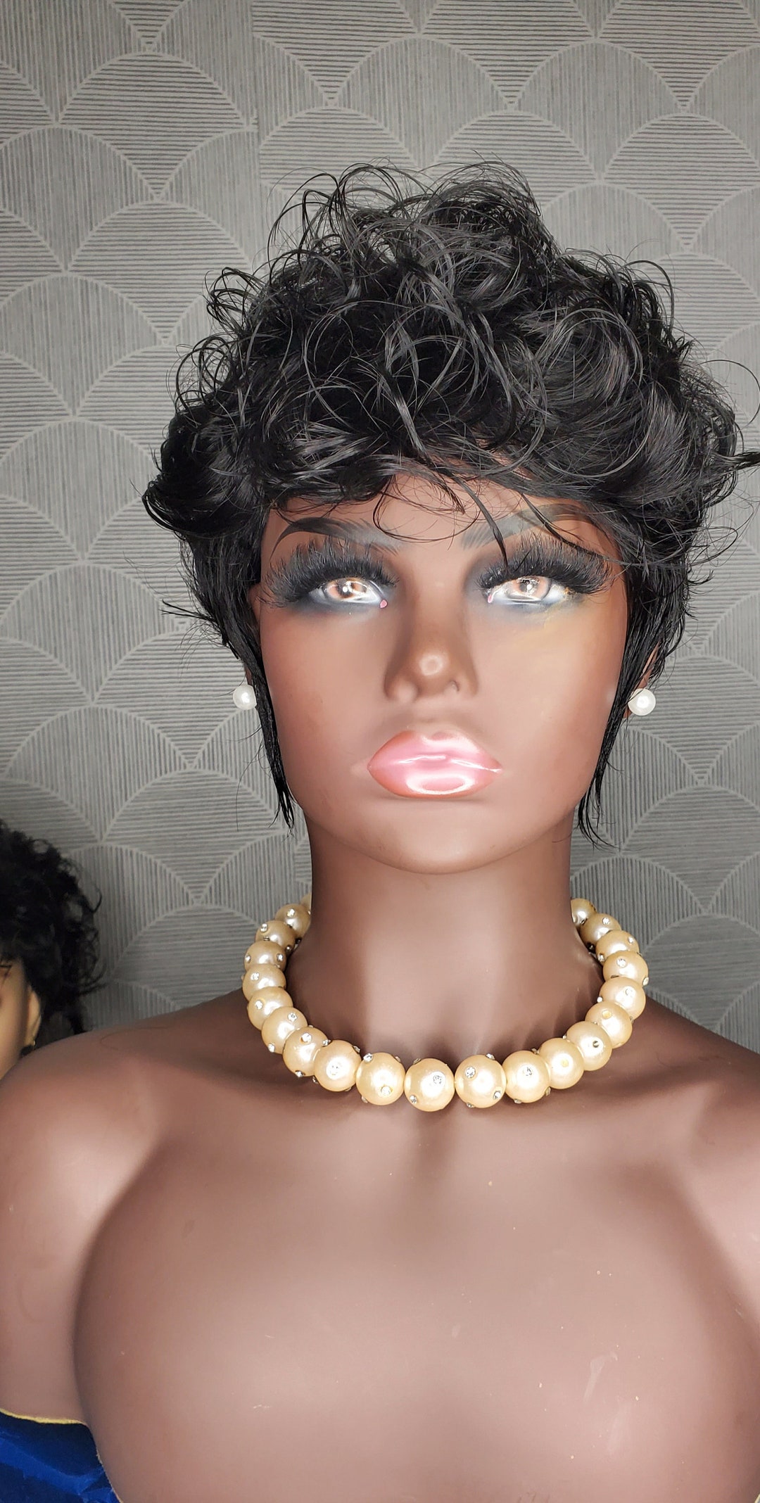 Pixie Cut Wig Curly Hair Curly Short Alicia Bang Wig Style - Etsy