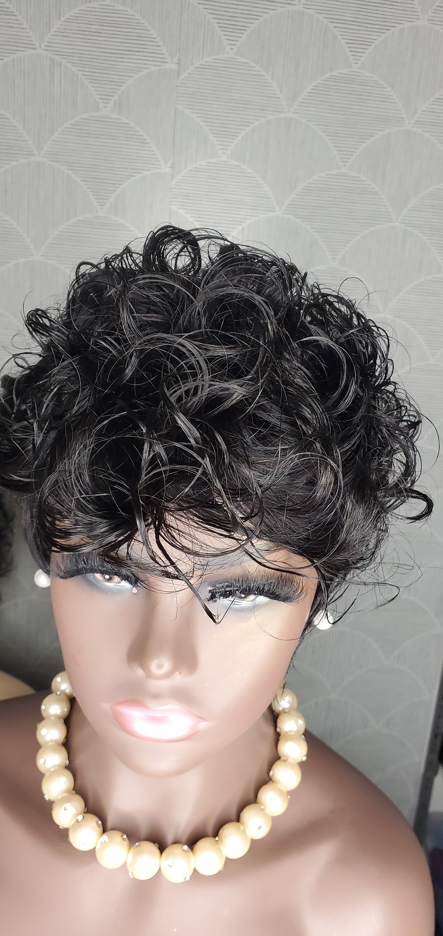 Pixie Cut Wig Curly Hair Curly Short Alicia Bang Wig Style - Etsy