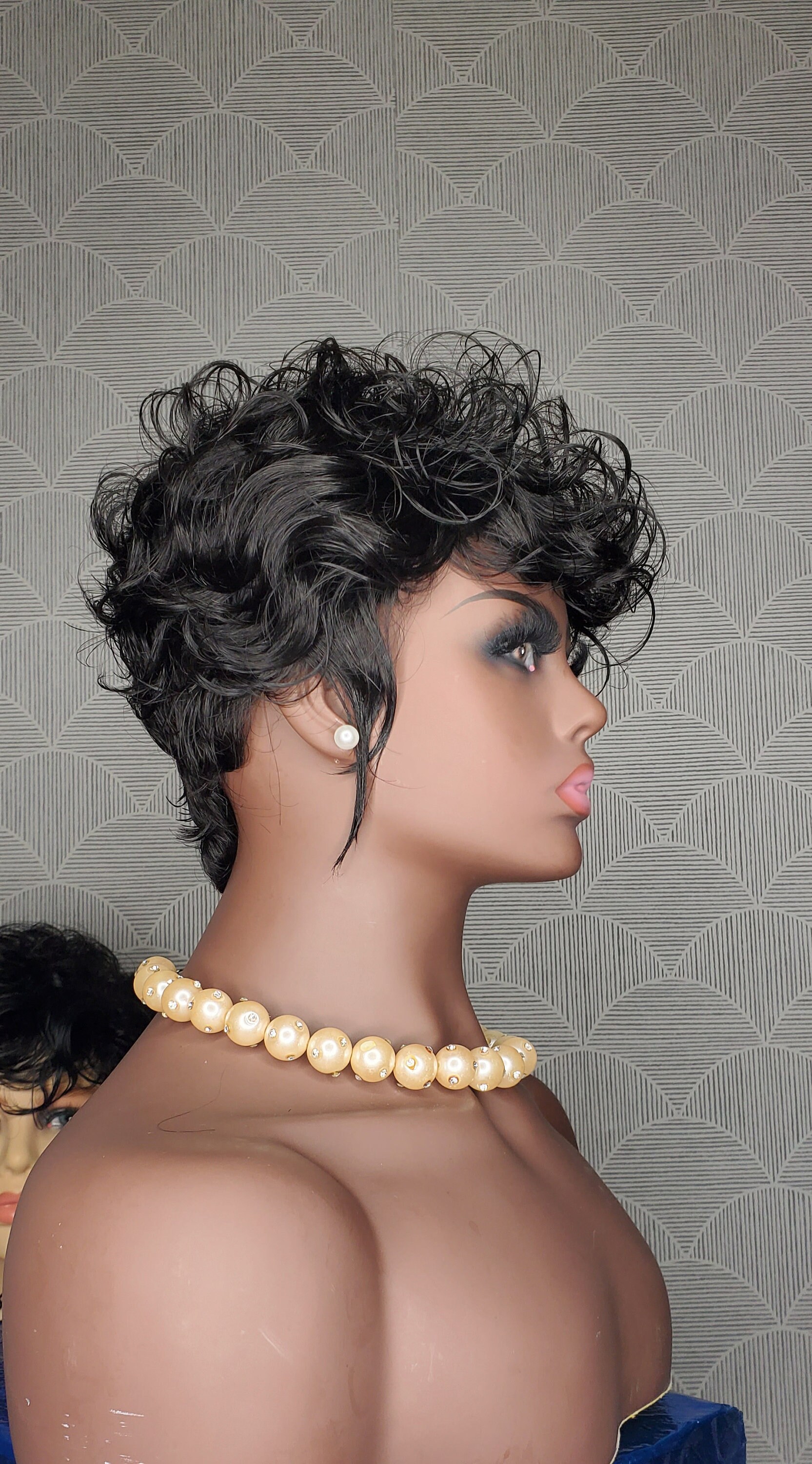 Pixie Cut Wig Curly Hair Curly Short Alicia Bang Wig Style READ ...
