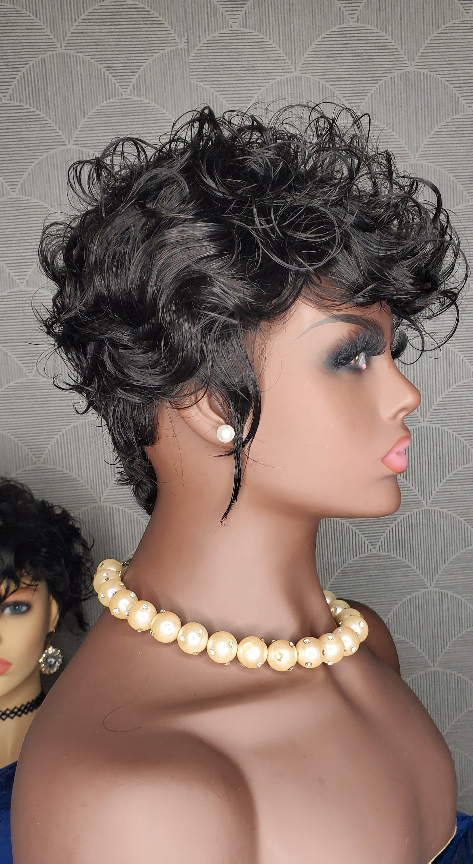 Pixie Cut Wig Curly Hair Curly Short Alicia Bang Wig Style - Etsy