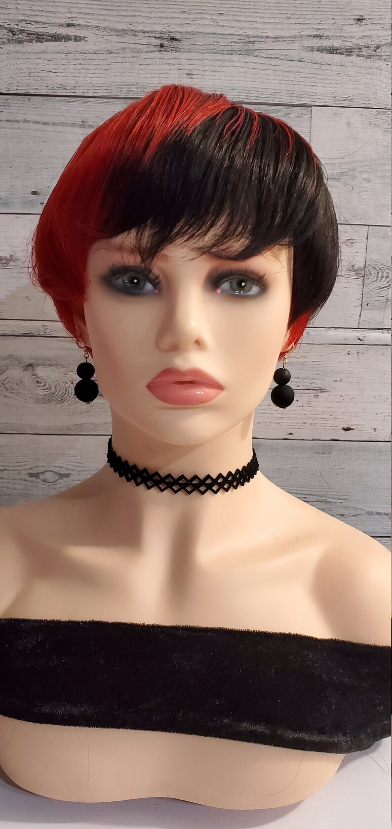 Red and Black 100%human Hair Pixie Cut Wig Vals Sales - Etsy