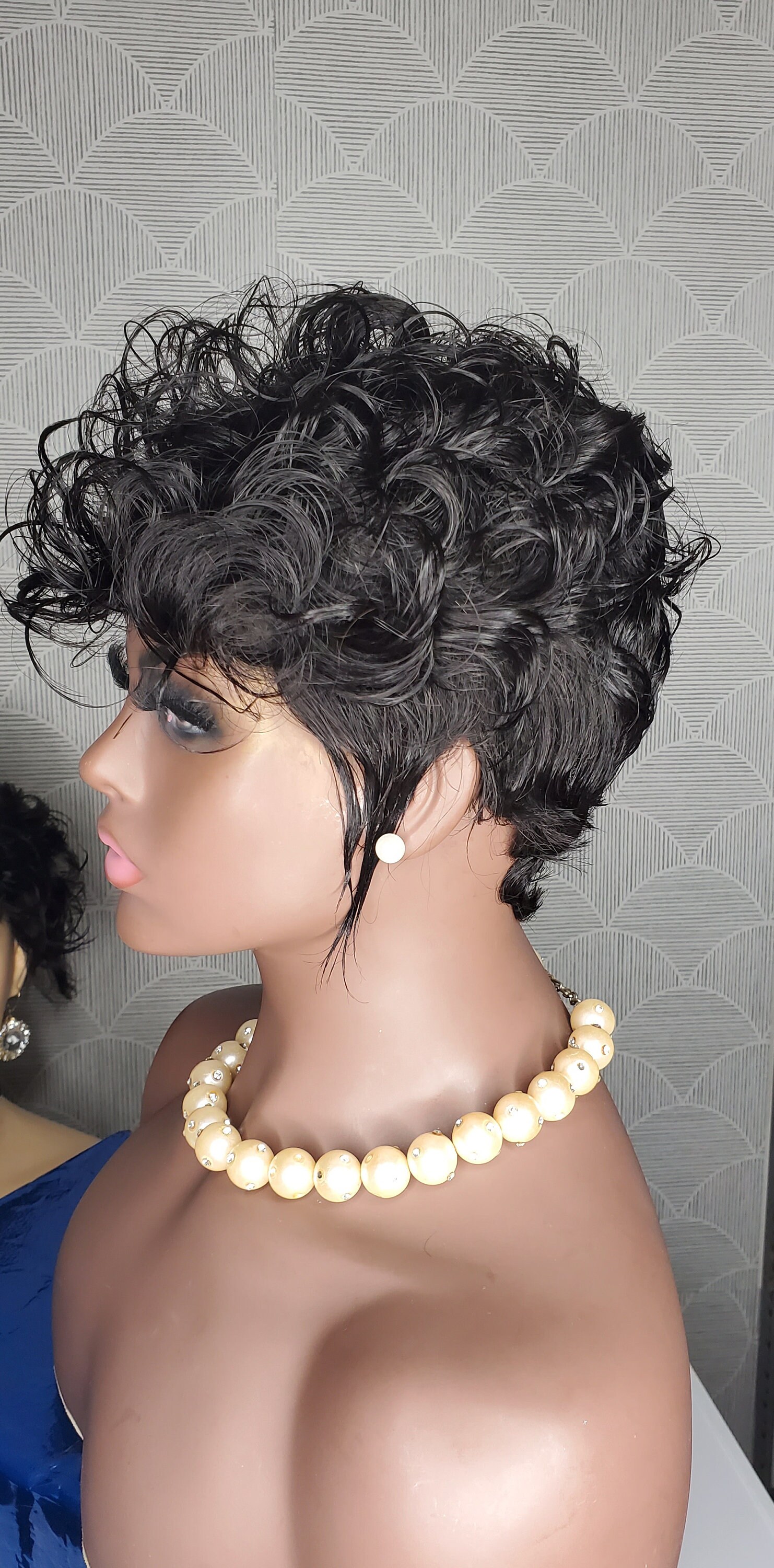 Pixie Cut Wig Curly Hair Curly Short Alicia Bang Wig Style READ ...