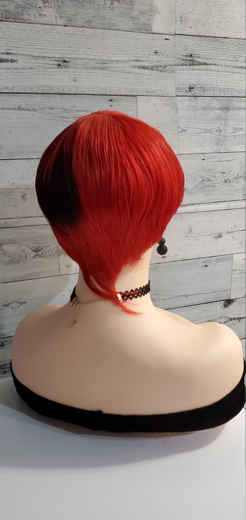 Red and Black 100%human Hair Pixie Cut Wig Vals Sales - Etsy