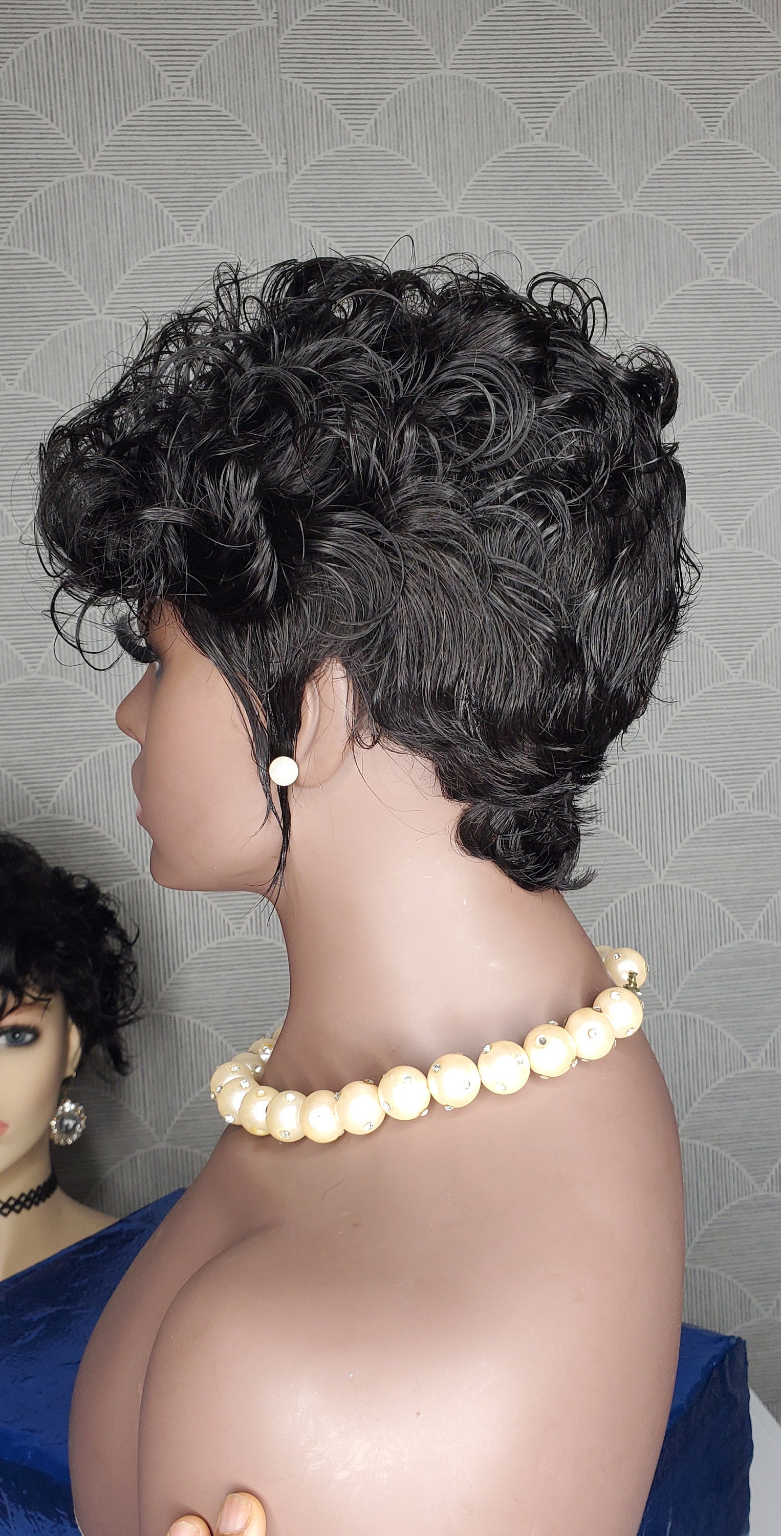 Pixie Cut Wig Curly Hair Curly Short Alicia Bang Wig Style READ ...