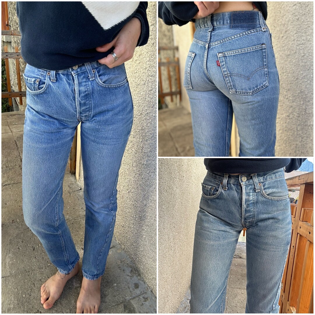 Levis 501 Selvedge Redline Vintage W24 L30 Medium Blue Faded Slim 80s - Etsy