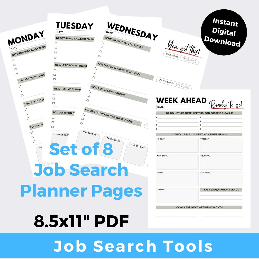 Job Search Planner Pages | Instant Download 8-page PDF | Track ...