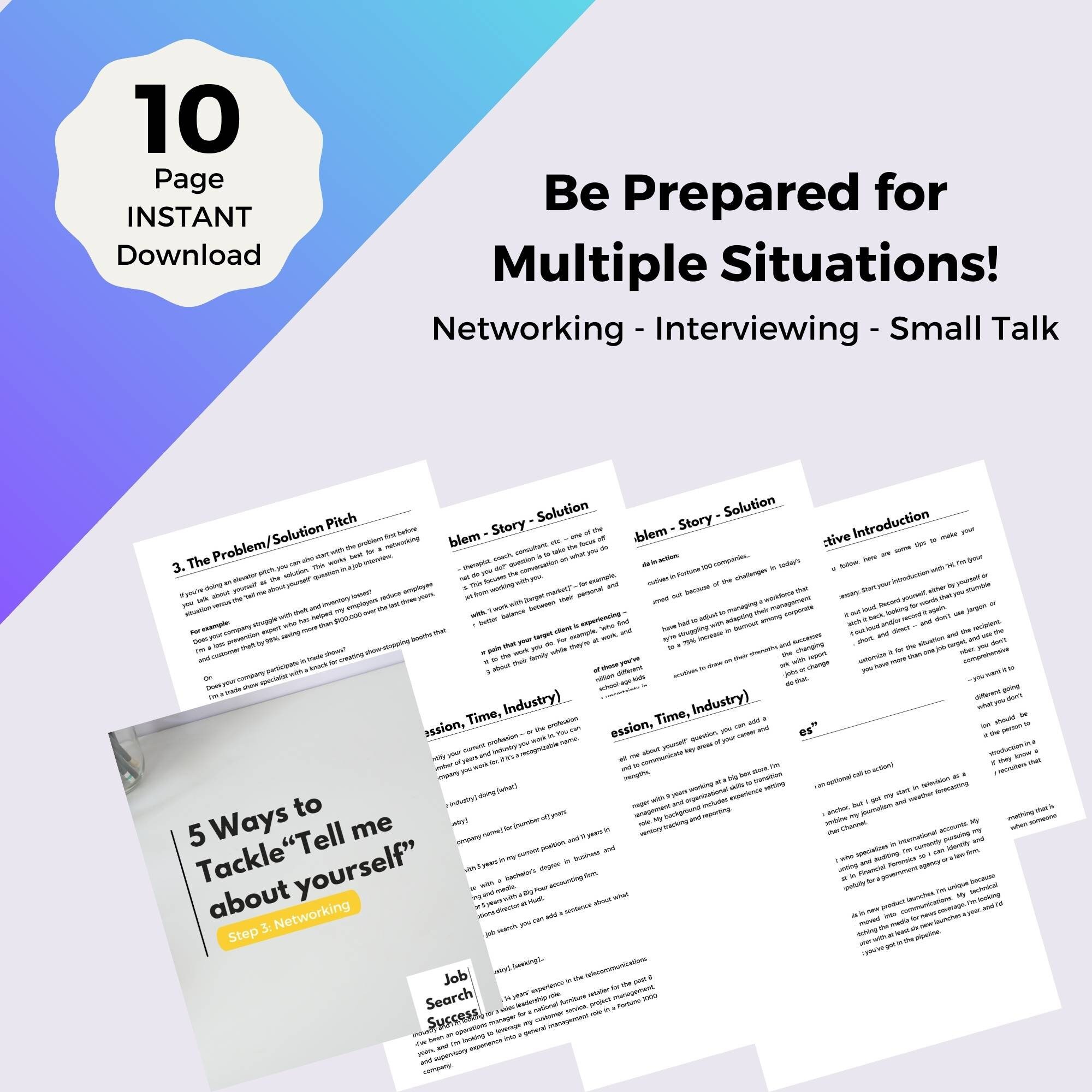 Interview Prep Guide Instant Download PDF Workbook Networking Success Help to Answer Questions ...