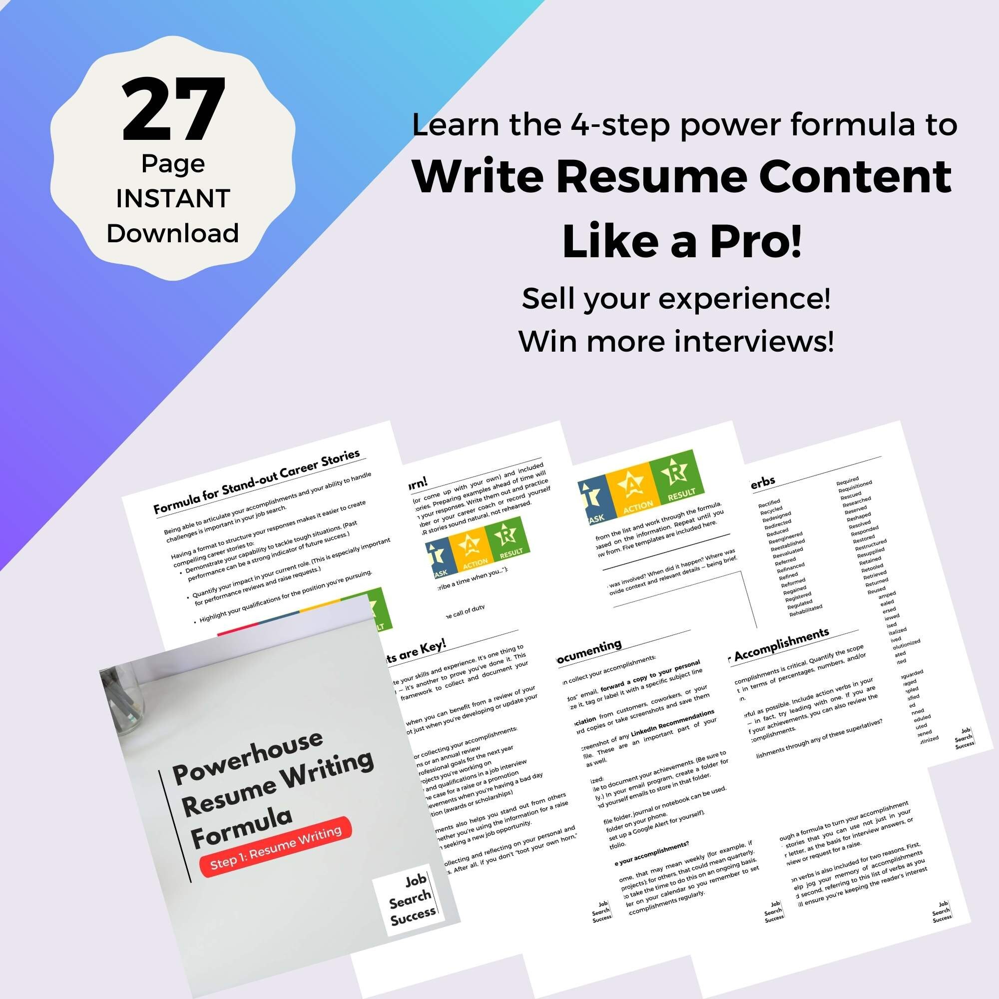 Resume Prep Template Professional Resume Writing STAR Technique PDF ...
