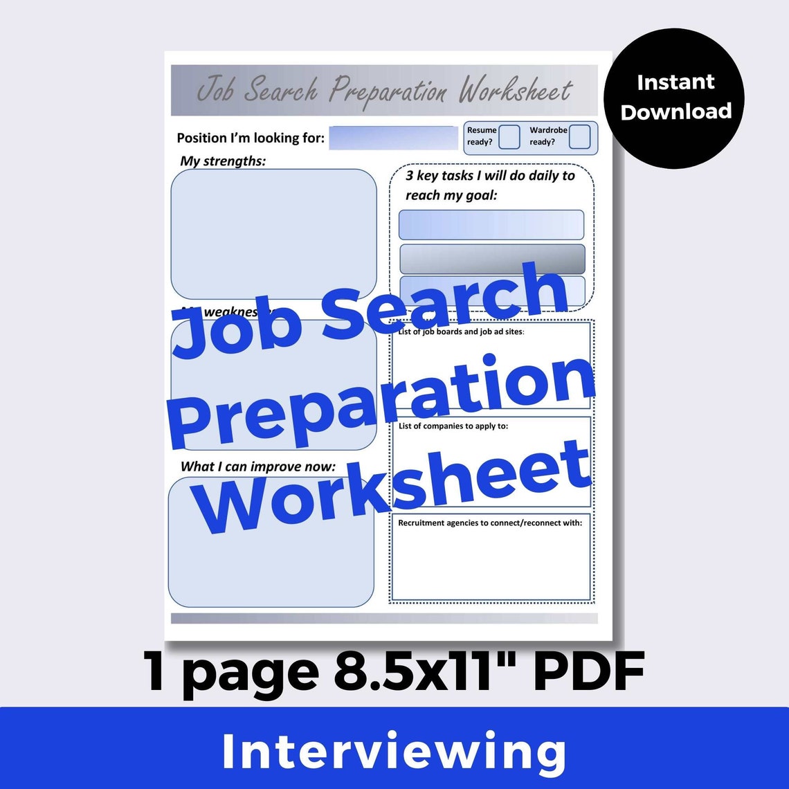 Job Search Worksheet Bundle | Elevator Pitch + Interview Prep (PDF ...
