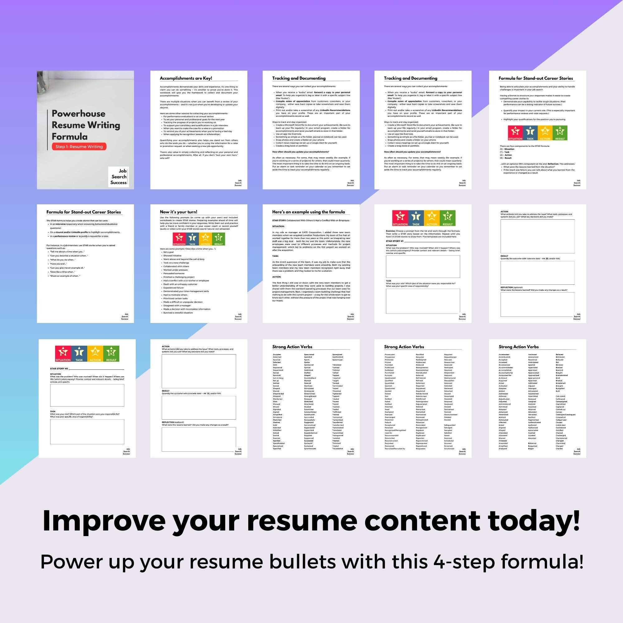 Resume Prep Template Professional Resume Writing STAR Technique PDF ...