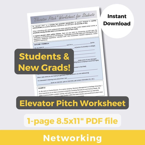 Elevator Speech Worksheet Develop Your Elevator Pitch – Career