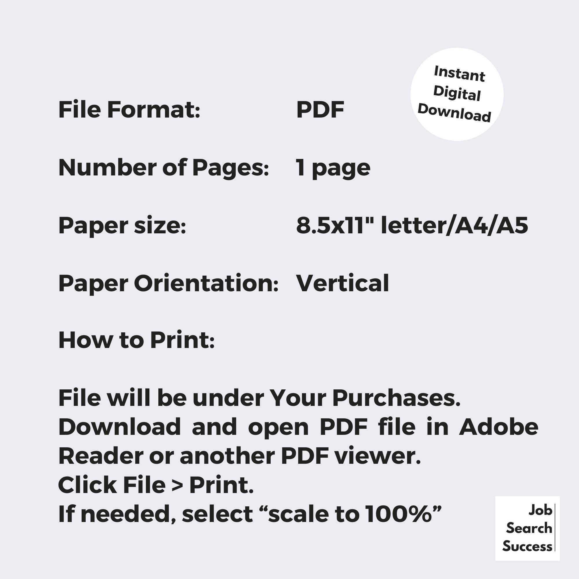 Mindset Job Search Planner Page | Instant Download PDF | Focus and ...