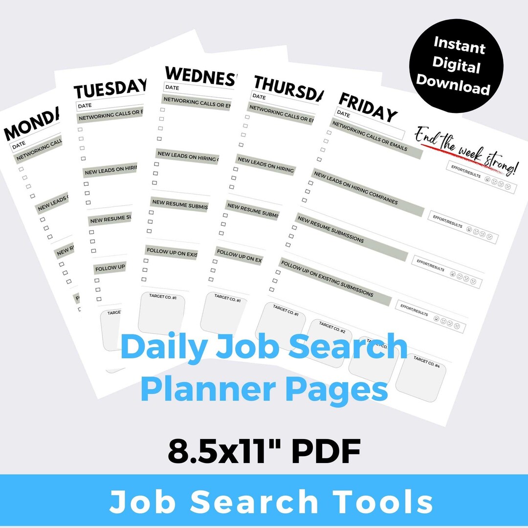 Daily Job Search Planner Pages | Instant Download PDF | Stay Motivated ...
