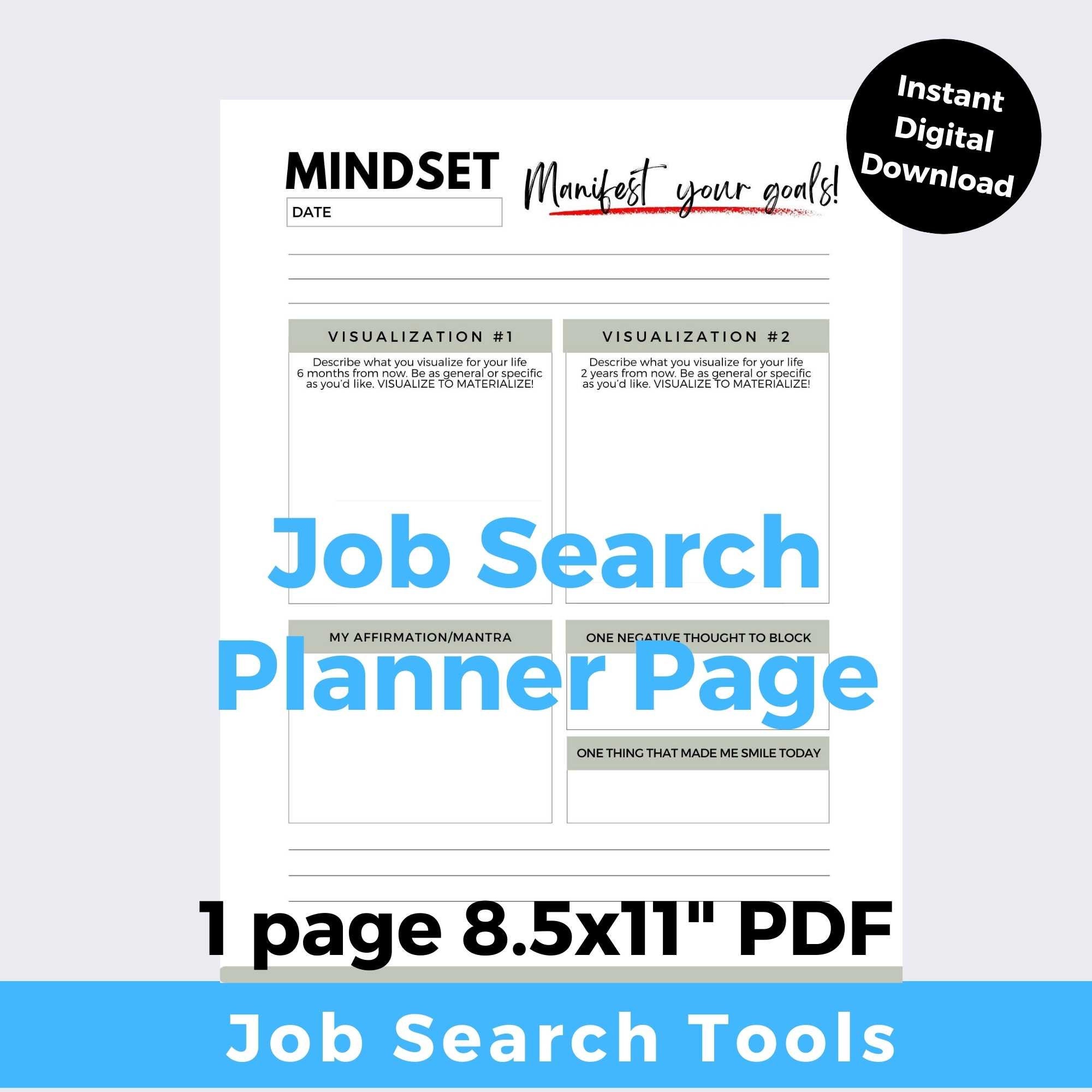 Mindset Job Search Planner Page | Instant Download PDF | Focus and ...