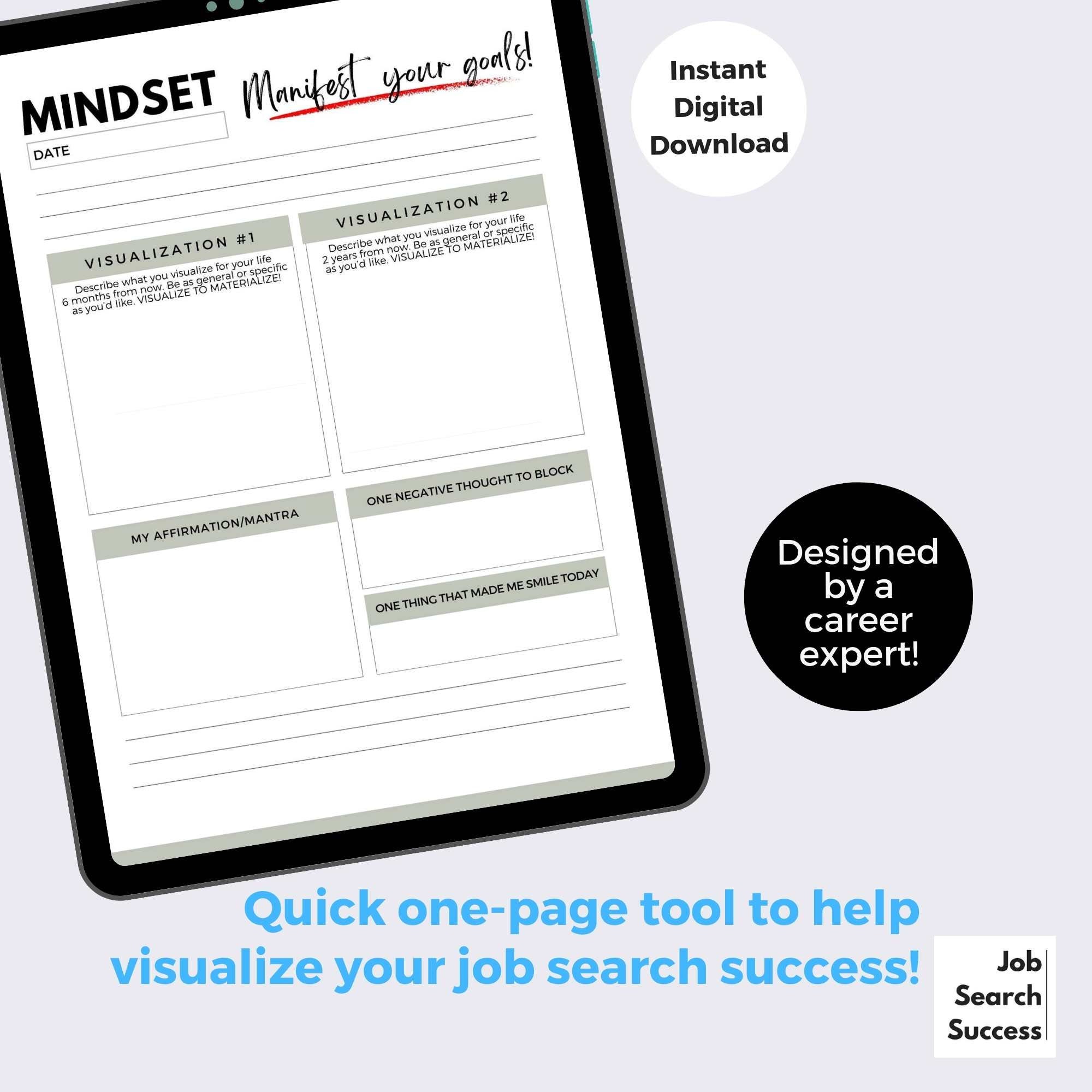 Mindset Job Search Planner Page | Instant Download PDF | Focus and ...
