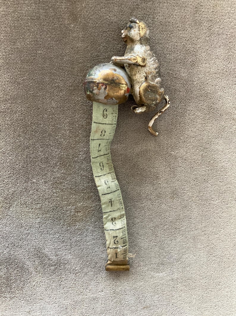 Antique Figural KITTEN CAT W/ball Metal Tape Measure, C. 1890 ...