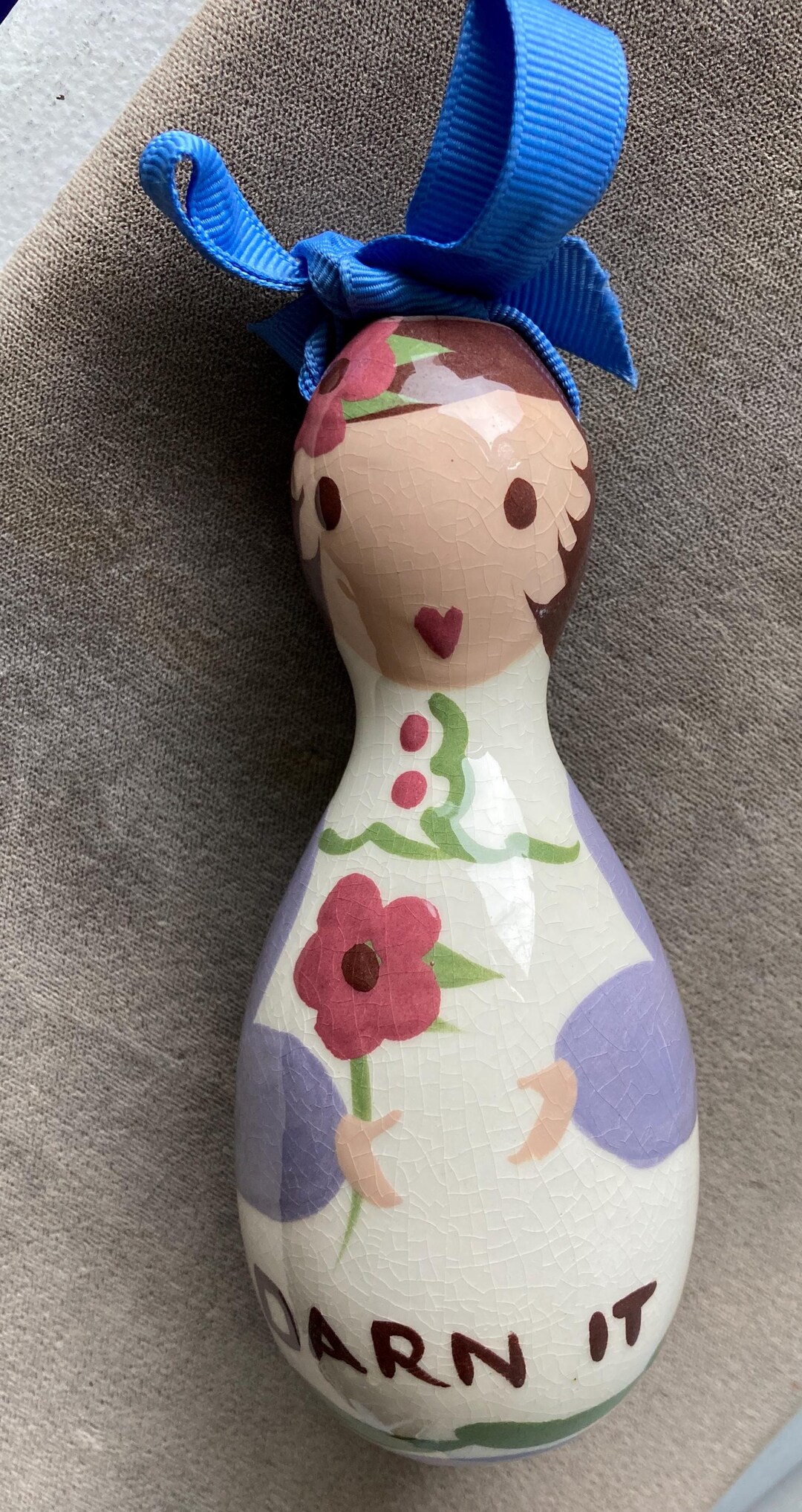 Vintage Cleminson Pottery Decorative Lady Sock Darner, C.1945 ...